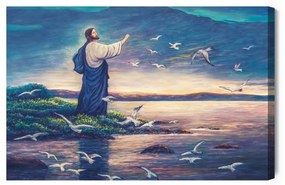 Obraz Ježíš Stojící Na Břehu Moře Nedostatek Nedostatek Plátno Canvas 100x70