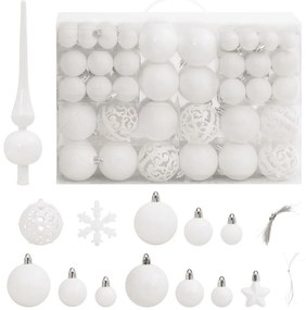 111dílná sada vánočních ozdob bílá polystyren