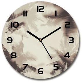 Wallmuralia Skleněné nástěnné hodiny kulaté Palmy fi 30 cm