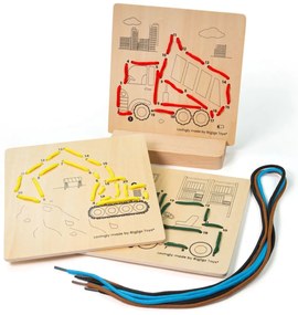 Bigjigs Toys Provlékání podle čísel Stavební stroje