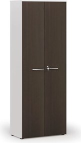 Kancelářská skříň s dveřmi PRIMO WHITE, 800 x 420 x 2128 mm, bílá/wenge