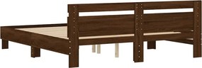 Rám postele s čelem hnědý dub 200 x 200 cm kompozitní dřevo 3207398