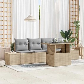 Set pohovek 5 ks Béžová a Světle šedá polyratan 3349086