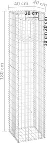 Gabionové sloupky 2 ks 40 x 40 x 180 cm železo 151265