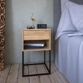 Noční/příruční stolek, dub artisan/černá, ARTI TYP 1