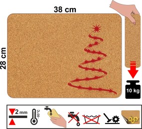 PokojovaDekorace.cz, Korkové prostírání s potiskem - 525, Vánoce, 38x28 cm, 1 ks