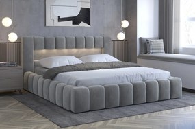 Dvoulůžková postel Lamica 140x200 s LED osvětlením šedá