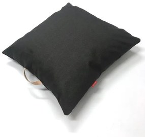 Lněný povlak na sedací polštář s koženým uchem - Šedá titanová Rozměr mix: 60x60 cm