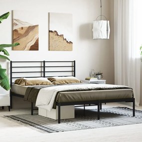 vidaXL Kovový rám postele s čelem černý 160 x 200 cm
