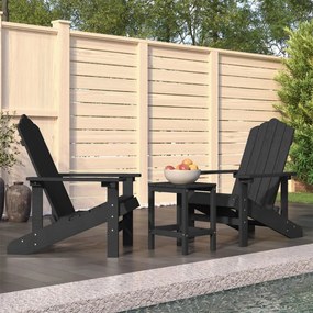 Zahradní křesla Adirondack se stolkem HDPE antracitová 3095705