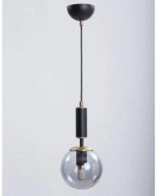 Černo-šedé závěsné svítidlo se skleněným stínidlem ø 15 cm Hector – Squid Lighting