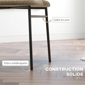 HOMCOM Sada 2 jídelních židlí, kuchyňská židle, čalouněné sedadlo v látce s vzhledem lnu, stabilní ocelové nohy, moderní design, světle hnědá