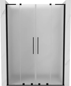 Mexen Velar L Duo, posuvné sprchové dveře do otvoru 160 cm, 8mm sklo námraza, černá matná, 871-160-003-32-70