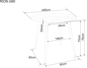 Kulatý jídelní stůl Rion 90 cm bílý/černý
