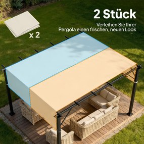 Náhradní střecha na pergolu s UV ochranou, markýza na zastřešení terasy pro pavilon 3 x 3 m, krémově bílá