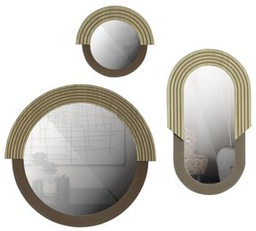 Hoorns Dřevěné kulaté nástěnné zrcadlo Zebina 57 cm