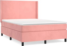 Box spring postel s matrací růžová 140x200 cm samet 3132566