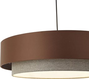 Moderní závěsné svítidlo tmavě bronzové s taupe 50 cm 3-světelné – Drum Duo