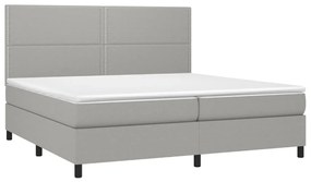 Box spring postel s matrací a LED světle šedá 200x200 cm textil,  3134821