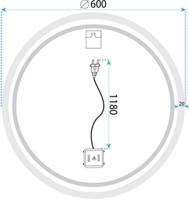 Rea Rea, Zrcadlo LED BLUETOOTH FFJ 60cm, HOM-06501