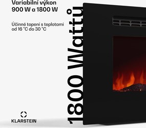 Klarstein Inteligentní elektrický krb Galeras, 2 nastavení teploty, 16 - 30°| Iluze plamene LED, Možnost připojení k IOT