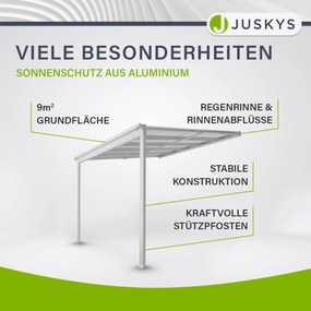 Juskys Hliníkové zastřešení terasy Borneo Barva: Bílá, Velikost: 6 × 3 m