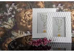 Bílý antik fotorámeček s dekorem plástve – 13x18 cm