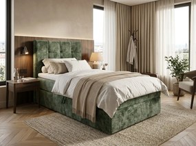Čalouněná postel boxspring DIRELIS VIBE 90x200 cm tmavě zelená Matrace: Matrace Bonell pružinová