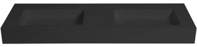 CERANO - Nástěnné dvojumyvadlo z litého mramoru Dualia s podpěrnou konzolí - černá matná - 133x46x45 cm