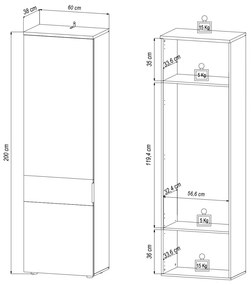 Předsíňová šatní skříň Milan, dub artisan/šedá