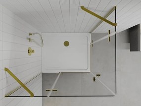 Mexen Roma Duo, sprchový kout 90 (dveře) x 80 (dveře) cm, 6mm čiré sklo, zlatý profil + sprchová vanička, 854-090-080-50-02-4010G