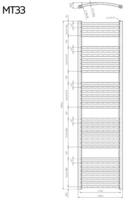 Mereo otopný žebřík oblý 450x1690 mm bílý MT33