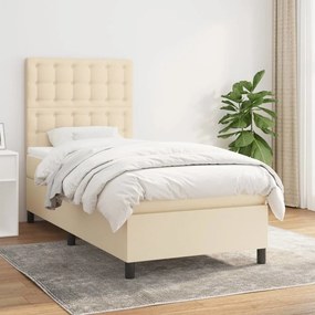 vidaXL Box spring postel s matrací 90x200 cm textil [3142067] Barva: krémová