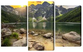 Vícedílný obraz Morskie Oko V Tatrách Při Západu Slunce 3D Nedostatek Nedostatek Přírodní plátno 60x40