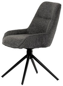 Židle jídelní a konferenční, tmavě šedá látka, černé kovové nohy, otočná P90°+ L 90° s vratným mechanismem - funkce res