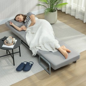 HOMCOM Rozkládací křeslo, čalouněné křeslo, přeměnitelné na postel pro hosty, ergonomické, světle šedé