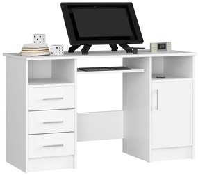 Volně stojící psací stůl Ana 124 cm bílý