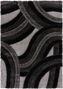Flair Rugs, AKCE: 80x150 cm Kusový koberec Indulgence Velvet Carved Grey/Black, černá, ložnice
