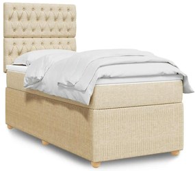 Box spring postel s matrací krémová 90x200 cm textil 3294251