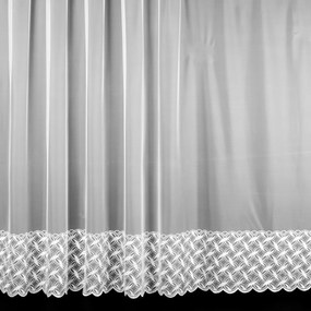Rand Žakárová záclona 12501, vyšívané ornamenty, bílá, s bordurou, výška 250cm (v metráži)