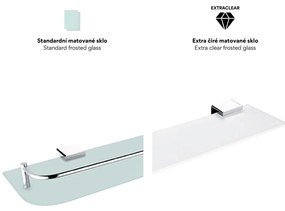Polička do koupelny na mobil a drobnosti skleněná, sklo bílé extra čiré matné, úchyt chrom, 20 cm NIMCO KIBO Ki 14091B-1U-20-26