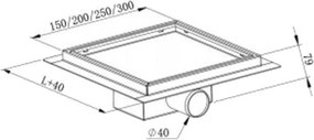 Mexen Flat-Q M13 podlahový vpust čtvercový 15 x 15 cm, inox - 1010015