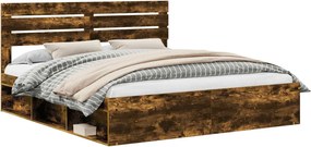 Rám postele Kouřový dub 200 x 200 cm Masivní borové dřevo 3411379