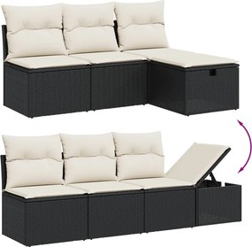 7dílná zahradní sedací souprava s poduškami černá polyratan 3265543