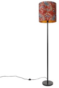 Stojací lampa černý odstín páv design červená 40 cm - Simplo