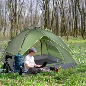 Outsunny kempinkový stan pro 2 dospělé + 1 dítě, nepromokavý, 4 roční období, 210x210x140cm, ideální pro venkovní dobrodružství