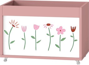 AIYAPLAY hrací box na hračky, úložný box s kolečky a brzdami, 34,5 l otevřený box na hračky s květinovým vzorem, 50 x 30 x 33,5 cm