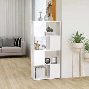 Knihovna / dělicí stěna bílá vysoký lesk 60 x 24 x 124,5 cm,  809086 HangarStore.cz