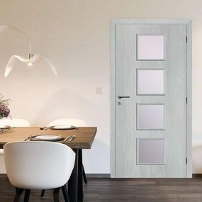 Solodoor Interiérové dveře Etta 4, 70 L, 750 × 1985 mm, fólie, levé, Earl Grey, prosklené