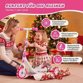 Costway Dětská tříkolka s LED koly koloběžka a protiskluzový běhoun 20 kg odolná
